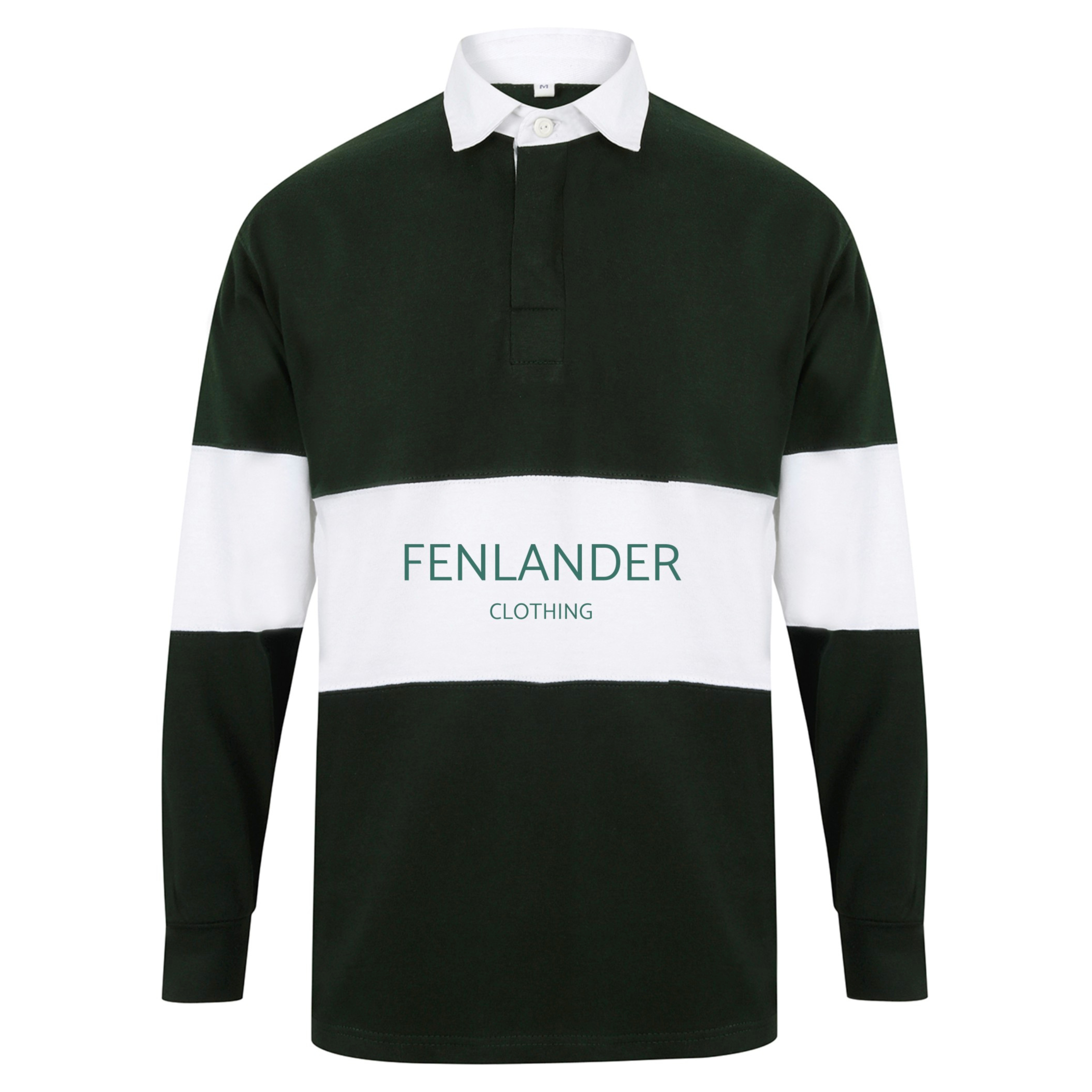 Fenlander Clothing Panelled Rugby Shirt in Bottle Green and White ...